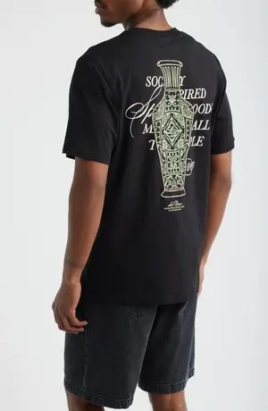 LES DEUX Ben Faience Graphic T-shirt - Black