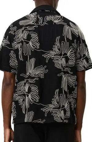 LES DEUX Liam Floral Embroidered Camp Shirt
