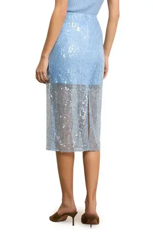 Veronica Beard Allora Sequin Mesh Midi Skirt