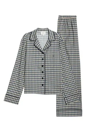 REFORMATION Coco Piped Check Stretch Organic Cotton Pajamas Beacon Check