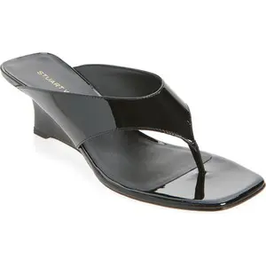 STUART WEITZMAN Vinnie 50 Wedge Thong Sandal - Black