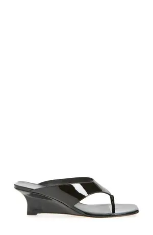 STUART WEITZMAN Vinnie 50 Wedge Thong Sandal - Black
