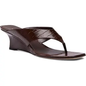 STUART WEITZMAN Vinnie 50 Wedge Thong Sandal - Walnut