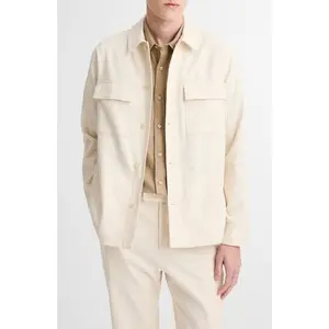 Vince Stretch Linen & Cotton Chore Coat - Bone