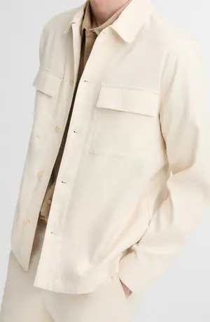 Vince Stretch Linen & Cotton Chore Coat - Bone