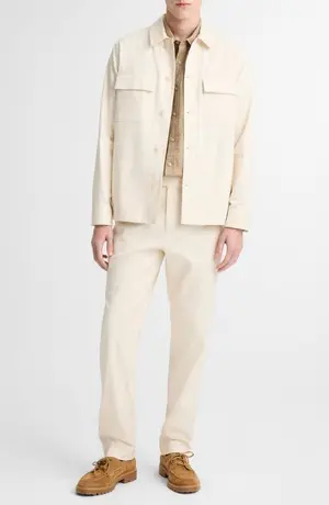 Vince Stretch Linen & Cotton Chore Coat - Bone