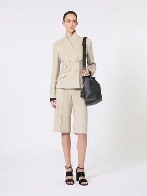 Max Mara Wool, Mohair, And Silk Double-breasted Blazer - Sand