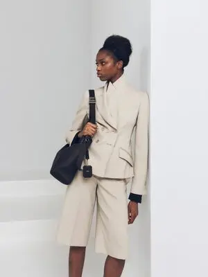 Max Mara Wool, Mohair, And Silk Double-breasted Blazer - Sand