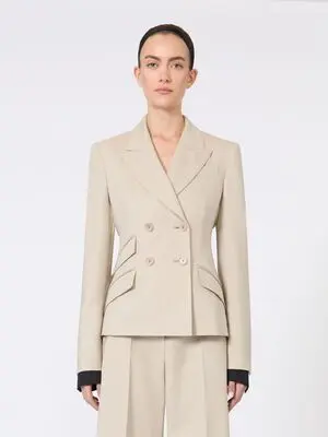 Max Mara Wool, Mohair, And Silk Double-breasted Blazer - Sand