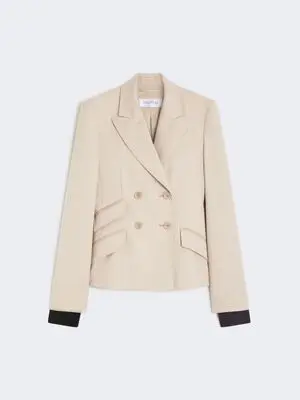 Max Mara Wool, Mohair, And Silk Double-breasted Blazer - Sand
