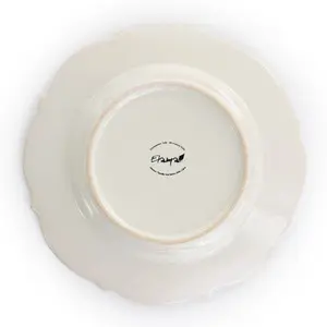 ELAMA Luna 16 Piece Embossed Scalloped Stoneware Dinnerware Set