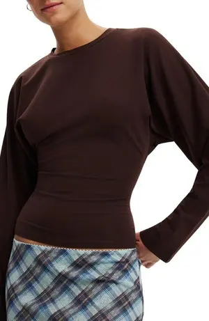 COTTON ON Blair Batwing Long Sleeve - Dark Oak