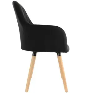 ELAMA 2 Piece Fabric Tufted Chair With Wooden Legs