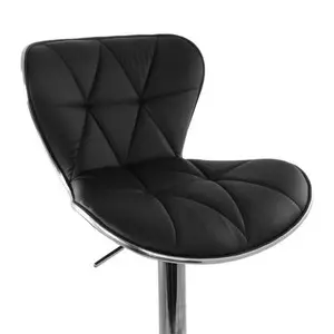 ELAMA 2 Piece Diamond Tufted Faux Leather Adjustable Bar Stool - Black