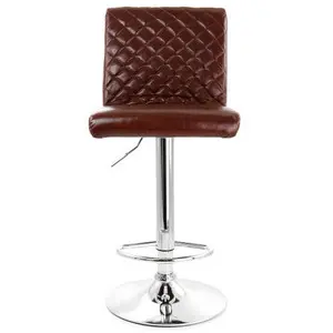 ELAMA 2 Piece Adjustable Tufted Faux Leather Bar Stool