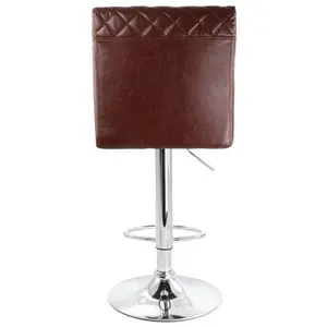 ELAMA 2 Piece Adjustable Tufted Faux Leather Bar Stool
