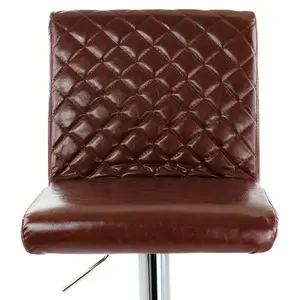 ELAMA 2 Piece Adjustable Tufted Faux Leather Bar Stool