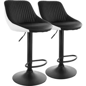 ELAMA 2 Piece Faux Leather Adjustable Bar Stool - Black