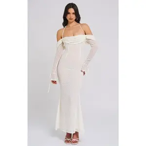 MISS CIRCLE NEW YORK Off-shoulder Mermaid Maxi Dress - White