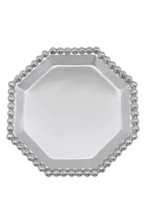 MARIPOSA Pearled Octagonal Canapé Plate - Silver