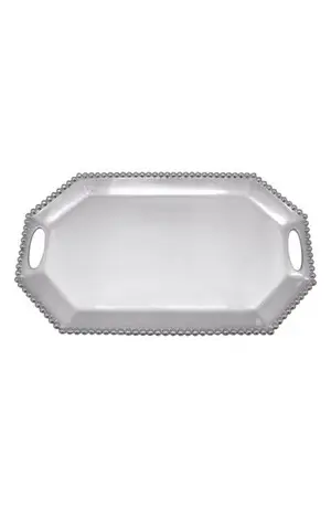 MARIPOSA Large Pearled Platter - Silver
