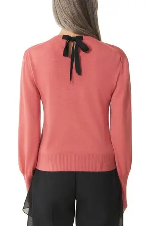 LANVIN Wool Sweater With Grosgrain Ribbon - Pink
