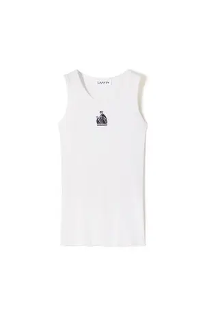 LANVIN Mother And Daughter Ribbed Jersey Tank Top - White