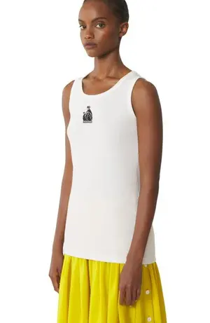 LANVIN Mother And Daughter Ribbed Jersey Tank Top - White