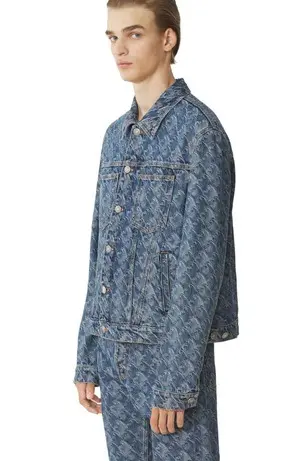 LANVIN Lunar Year Jacquard Denim Trucker Jacket - Blue