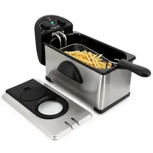 MEGACHEF 3.17 Quart Stainless Steel Electric Deep Fryer With Timer - Grey