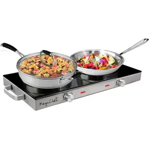 MEGACHEF Ceramic Infrared Double Electric Cooktop - Black