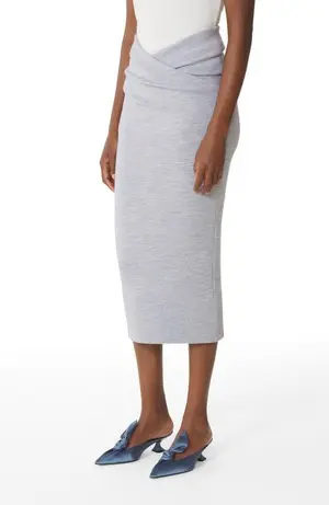 LANVIN Draped Wool Midi Skirt