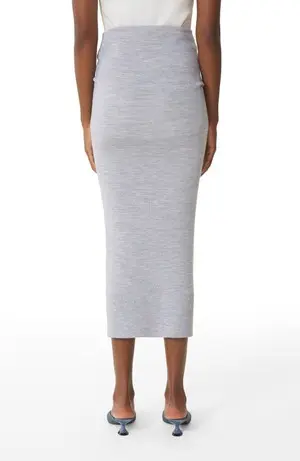 LANVIN Draped Wool Midi Skirt