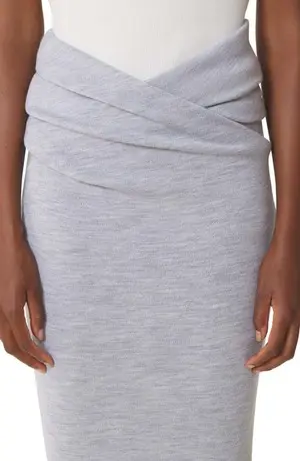 LANVIN Draped Wool Midi Skirt