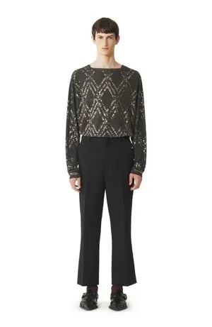LANVIN Straight-leg Pleated Wool Trousers - Black