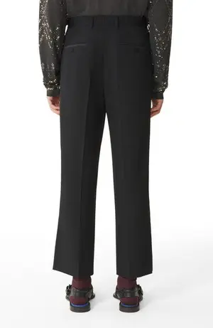 LANVIN Straight-leg Pleated Wool Trousers - Black