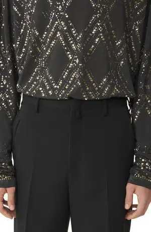 LANVIN Straight-leg Pleated Wool Trousers - Black