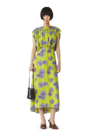 LANVIN Printed Silk Midi Dress - Absinth/lilac