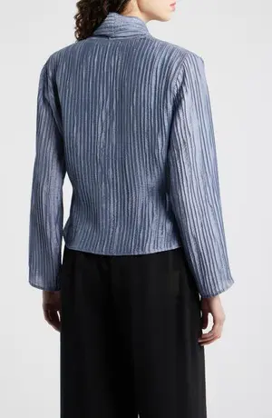 Eileen Fisher High Collar Tie Waist Jacket