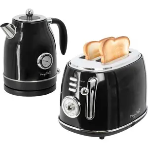 MEGACHEF 1.8 Quart Electric Tea Kettle And 2 Slice Toaster Combo - Black