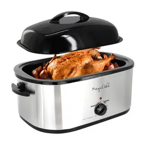 MEGACHEF 22 Quart Electric Roaster Oven With High Dome Self-basting Lid - Black