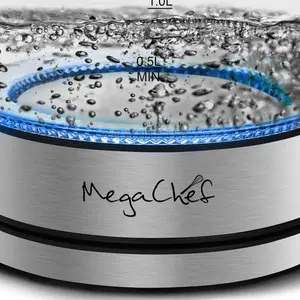 MEGACHEF 1.9 Quart Cordless Glass And Stainless Steel Electric Tea Kettle With Tea Infuser