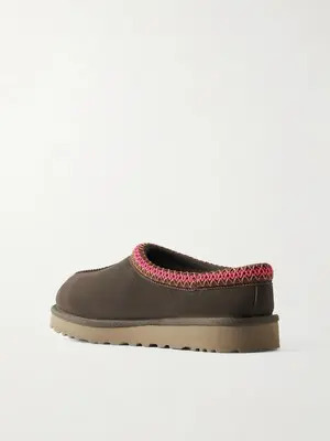 UGG Tasman Ii Shearling-lined Embroidered Suede Slippers - Gray