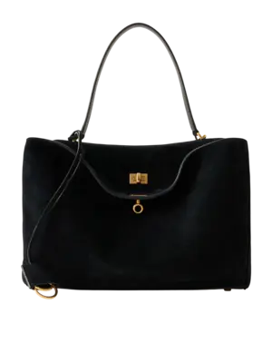 Balenciaga Rodeo Suede Shoulder Bag - Black