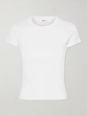 Saint Laurent Cropped Jersey T-shirt - White