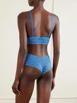 Kiki De Montparnasse Mon Cheri Lace Soft-cup Triangle Bra - Blue
