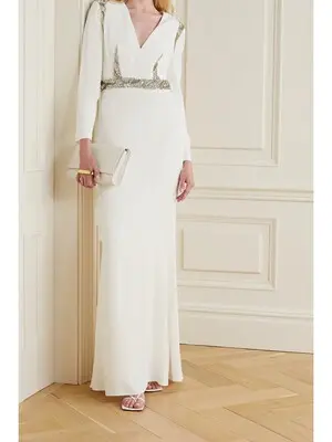 Alexander McQueen Embellished Crepe Gown