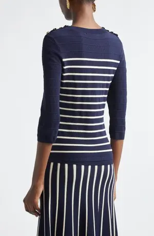 Zimmermann Kindred Spirit Luna Stripe Sweater - Navy/cream