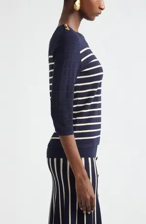 Zimmermann Kindred Spirit Luna Stripe Sweater - Navy/cream