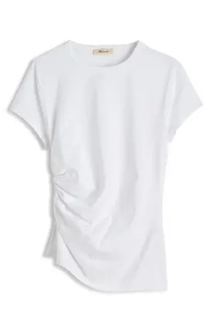 Madewell Asymmetric Ruched Jersey T-shirt - White